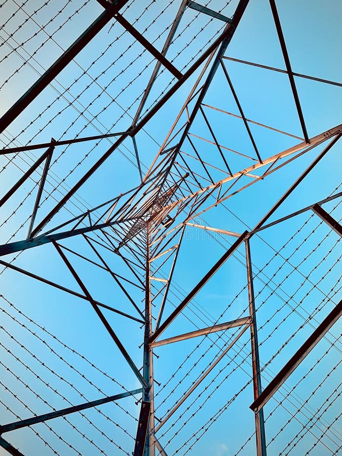 Low Angle of the Transmission Tower or Electricity Pylon Architecture ...