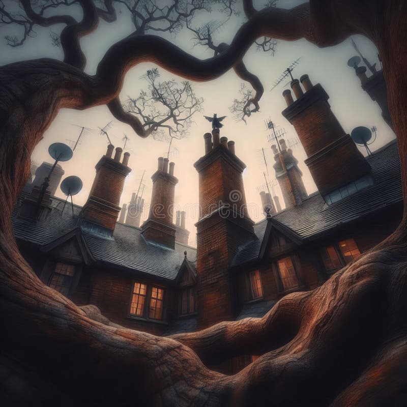 Low Angle Tree Framing an Old Tree with Gnarled Branches in the Stock ...