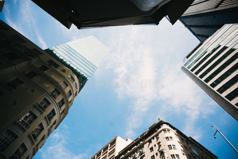 Low Angle of an Urban Cityscape Featuring Multiple Tall Buildings ...