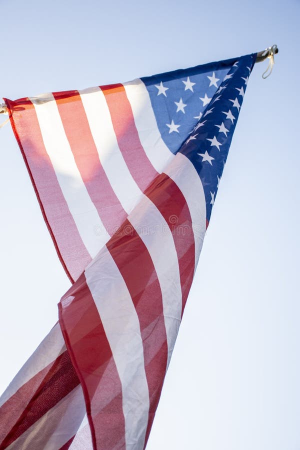 Low Angle Usa Flag Sky. High Quality Photo Stock Photo - Image of ...