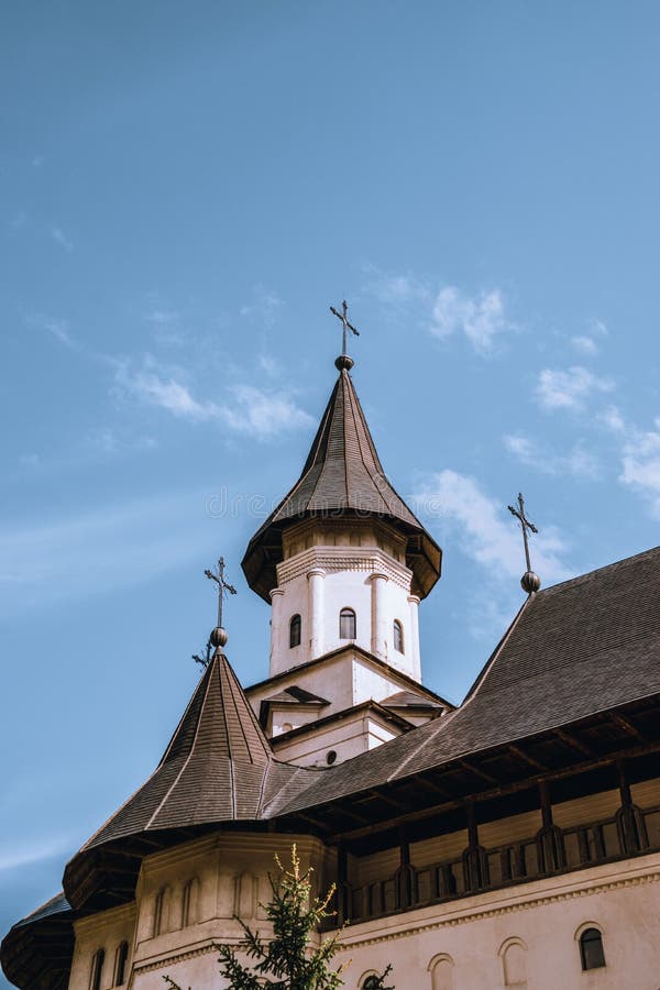 Low-angle Vertical of Hadambu Orthodox Monastery Against a Sunlit Clear ...