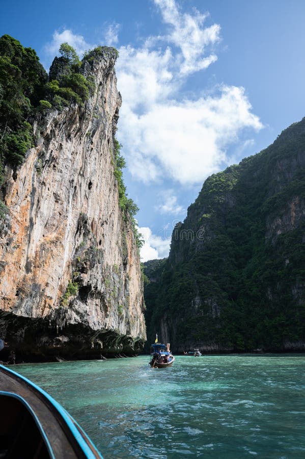 Low Angle Vertical Shot of a Cliff in Phi Phi Islands Stock Photo ...