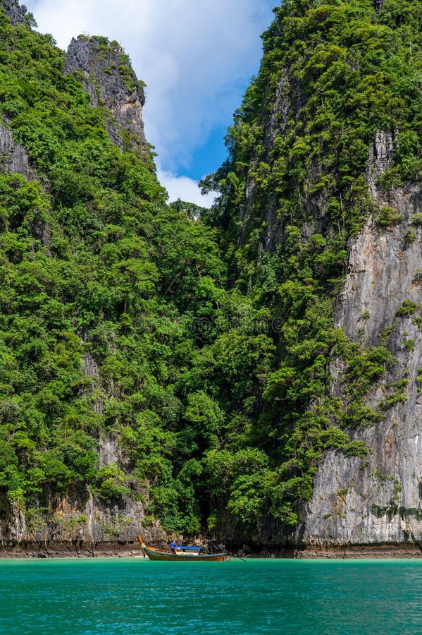Low Angle Vertical Shot of a Cliff in Phi Phi Islands Stock Image ...