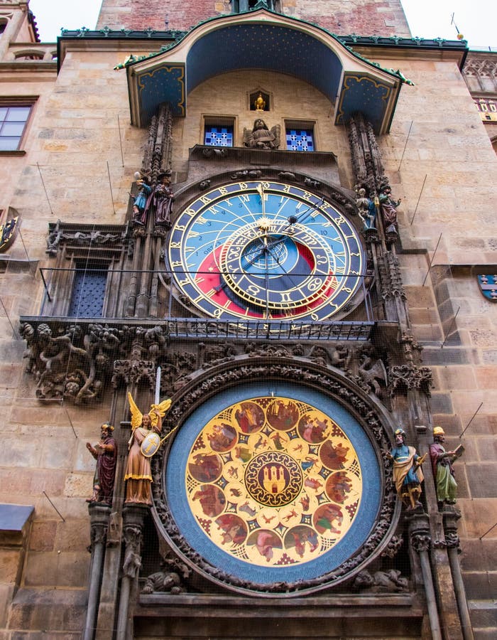 Low Angle of an Astronomical Clock in Prague, Czechia Stock Photo ...