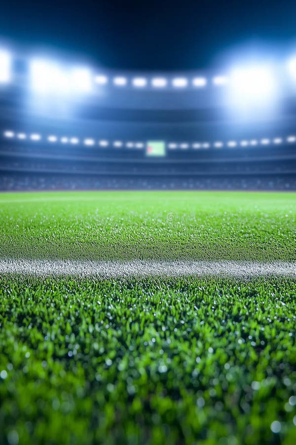 Low Angle Vertical View of a Soccer Stadium at Night Ready for ...