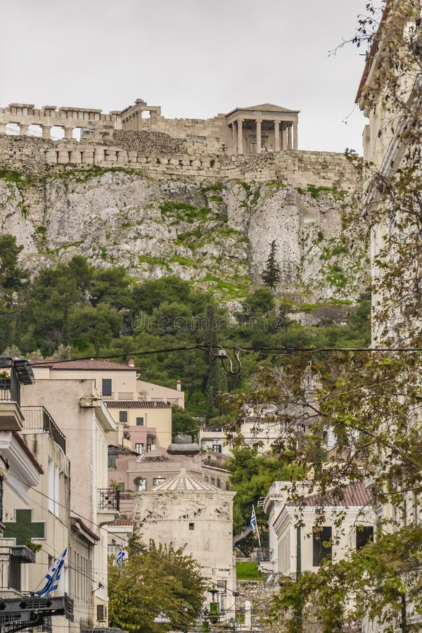 Acropolis View from Plaka District, Athens, Greece Stock Image - Image ...
