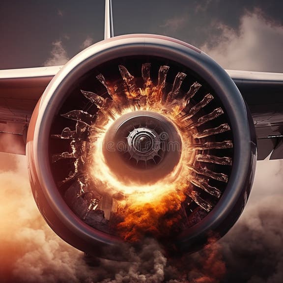 Airplane Engine on Fire stock illustration. Illustration of flight ...