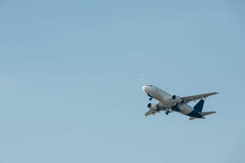 Low Angle View of Airplane Taking Off Stock Photo - Image of travel ...