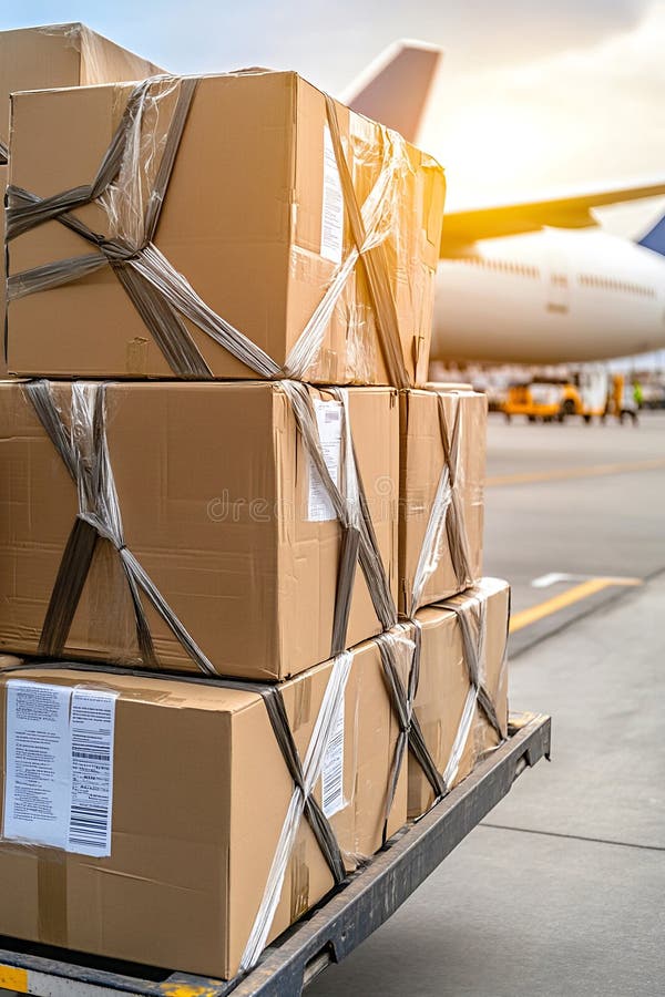 Low-angle View of an Airport Cargo Transportation Scene Stock Photo ...