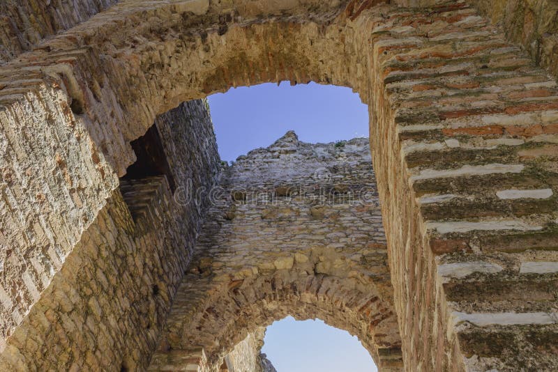 Low Angle View of Ancient Roman Ruins in Sirmione, Italy Stock Photo ...