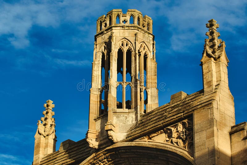 Stone Tower and Spires Against Blue Sky in York, North Yorkshire, UK ...