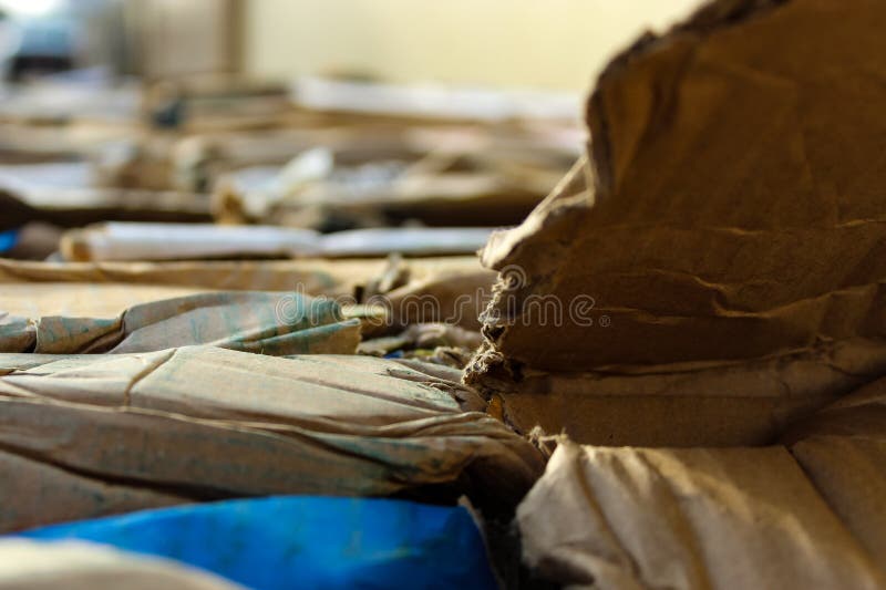 Low Angle View of a Bale of Pressed Corrugated Cardboard Boxes Ready ...