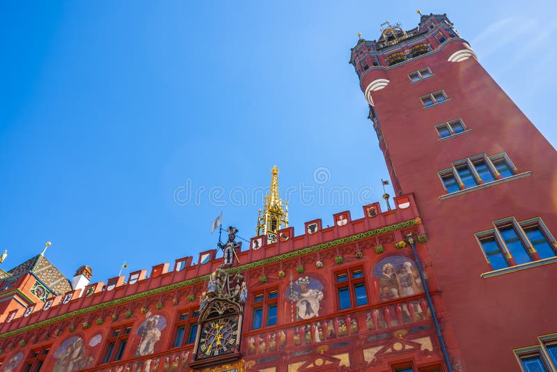 Low Angle View of the Basel Town Hall Under the Sunlight and a Blue Sky ...