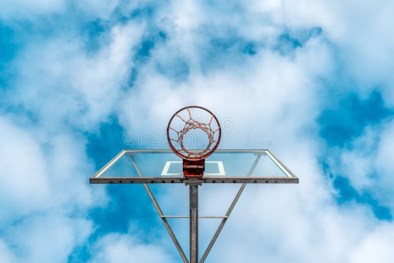 Low Angle View of Basketball Hoop Stock Image - Image of outdoor, score ...