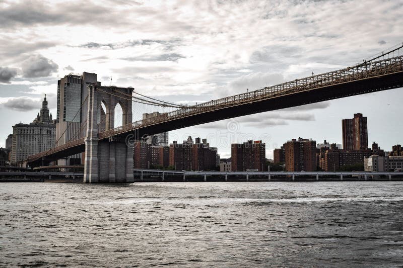 Low-angle View of a Beautiful Bridge Above the Water Stock Photo ...