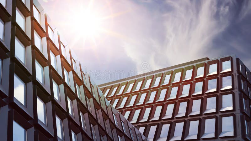 Low Angle View of Beautiful Buildings on Sunny Day. Banner Design Stock ...