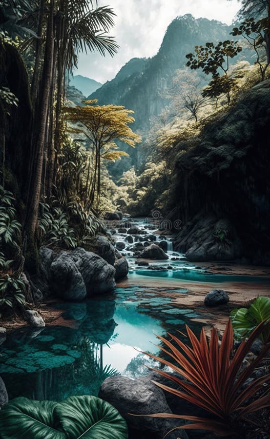 Low Angle View of a Beautiful Waterfall and Natural River Floating ...
