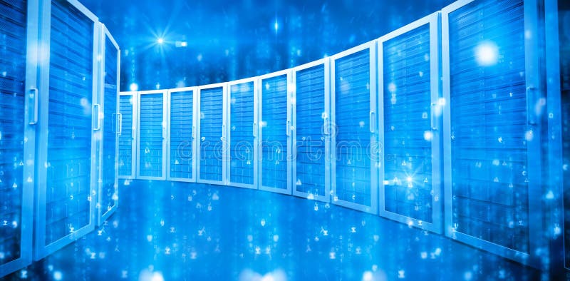 Low Angle View of Blue Servers Stock Illustration - Illustration of ...