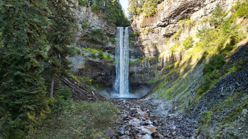 Low-angle View of Brandywine Falls in the Forest in BC, Canada Stock ...