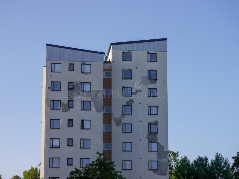 Low Angle View of Building in Bad Shape Stock Photo - Image of design ...