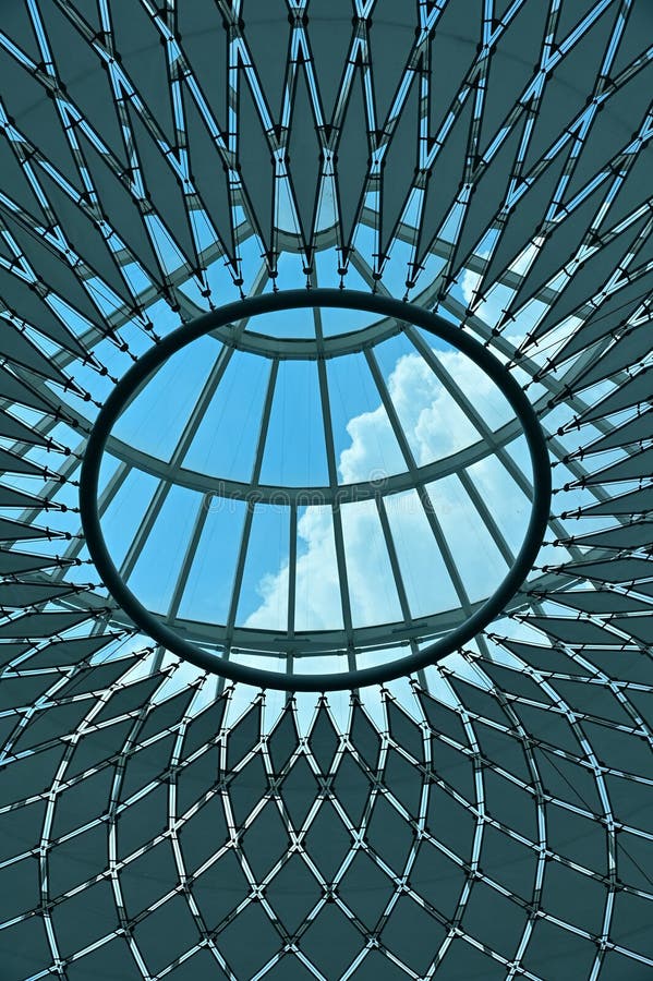 The Low Angle View of the Building Ceiling. Interior of Modern ...