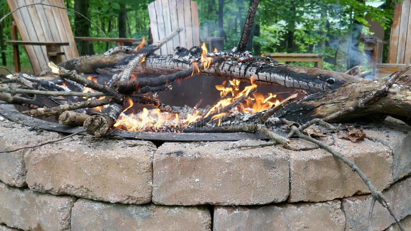 Low Angle View of Burning Fire Pit Stock Footage - Video of outside ...