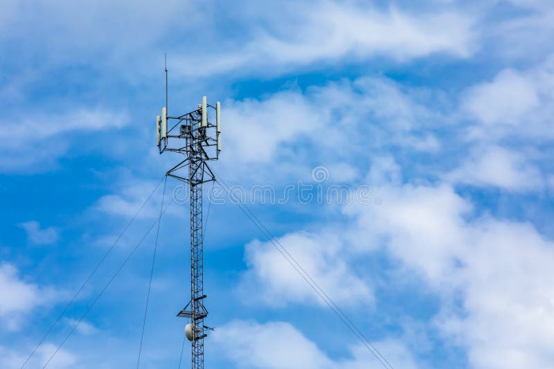 Cellular Base Station Against Blue Sky Stock Photo - Image of modern ...