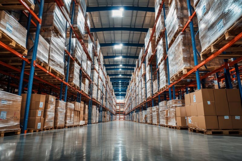 Low Angle View of a Contemporary Warehouse Logistics and Distribution ...