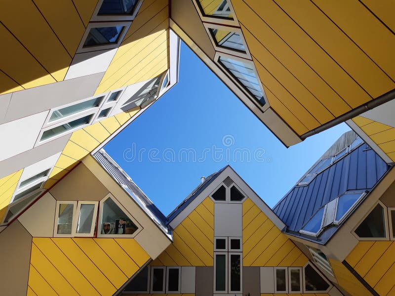 Low Angle View of the Cube Houses, Architecture Both Designed by ...