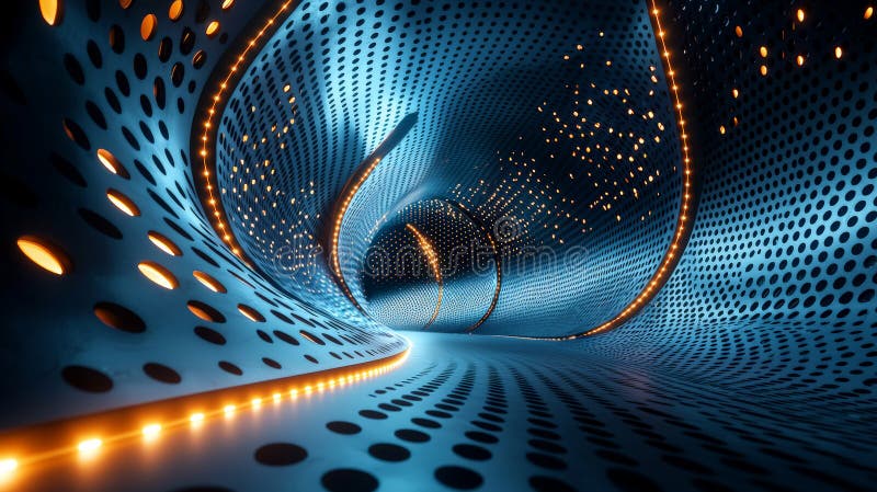 A Low-angle View of a Curved, Futuristic Structure with Intricate ...