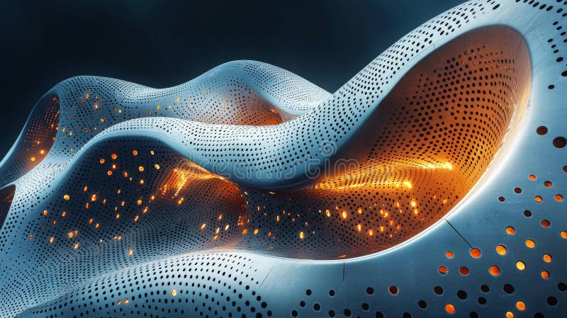 A Low-angle View of a Curved, Futuristic Structure with Intricate ...