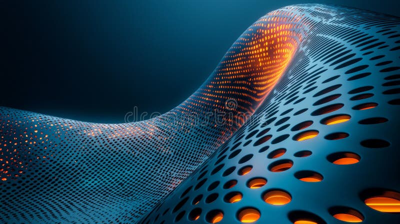 A Low-angle View of a Curved, Futuristic Structure with Intricate ...