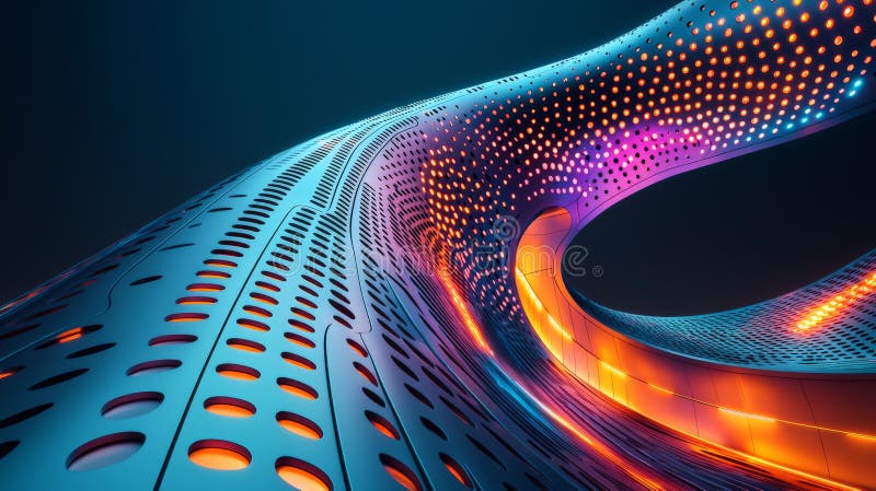 A Low-angle View of a Curved, Futuristic Structure with Intricate ...