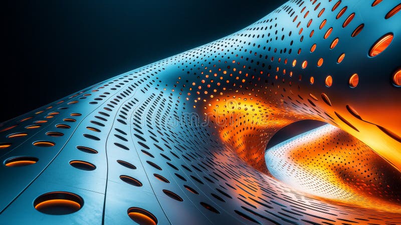 A Low-angle View of a Curved, Futuristic Structure with Intricate ...