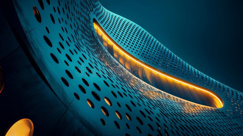 A Low-angle View of a Curved, Futuristic Structure with Intricate ...