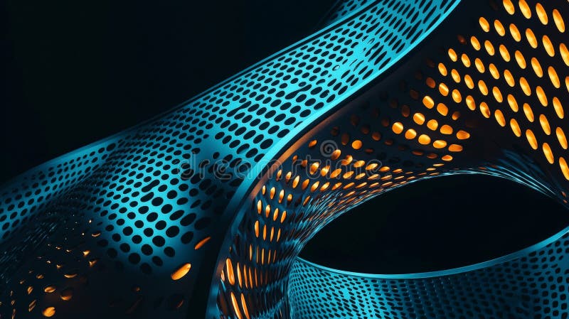 A Low-angle View of a Curved, Futuristic Structure with Intricate ...