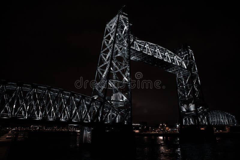 Low Angle View of the De Hef Bridge during Nighttime Editorial ...