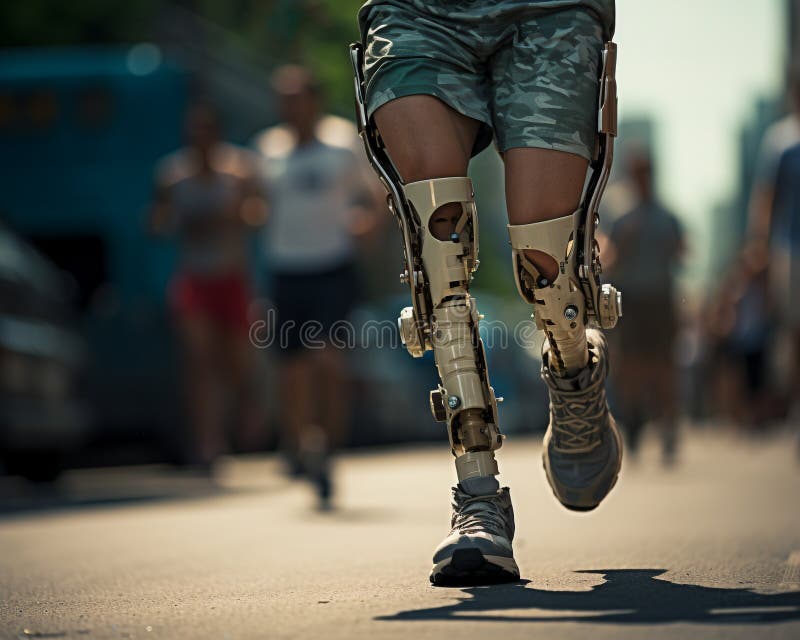 Low Angle View at Disabled Young Man with Prosthetic Leg Stock ...