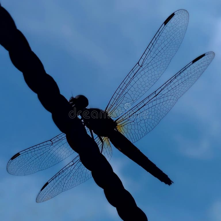 Dragonfly Silhouette with Mesh Wings Pattern Stock Illustration ...