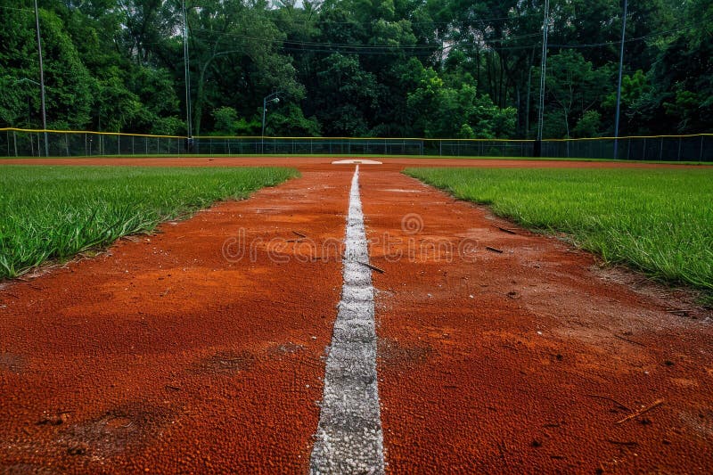 Low Angle View of an Empty Baseball Diamond from Pitcher S Mound ...