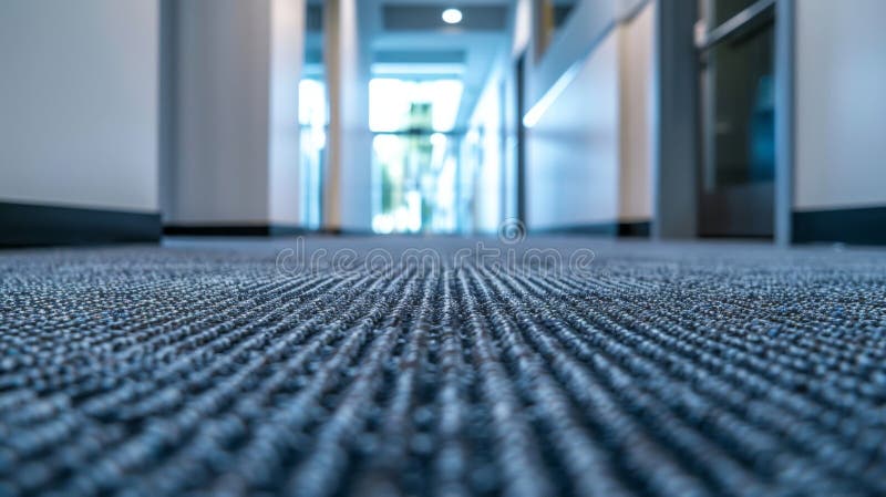 Low Angle View of Empty Office Hallway Featuring Carpet Stock Photo ...