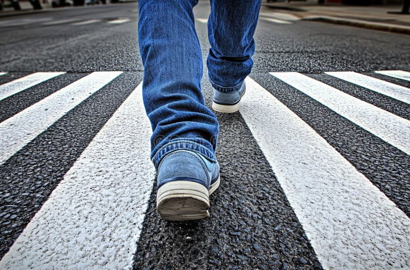 Low Angle View of Feet Walking on Crosswalk Stock Illustration ...