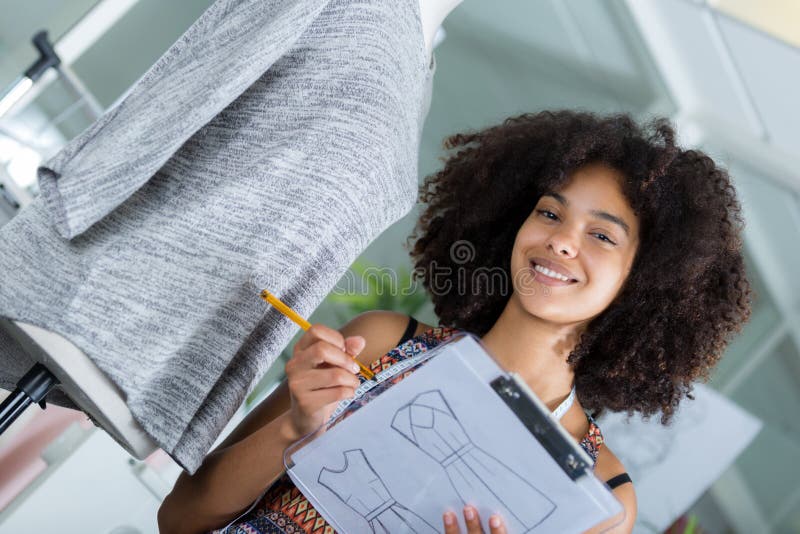 Low Angle View Female Fashion Designer Stock Image - Image of design ...