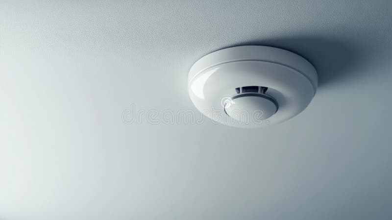 Low Angle View of a Fire Alarm Sensor Attached To a Ceiling, Providing ...