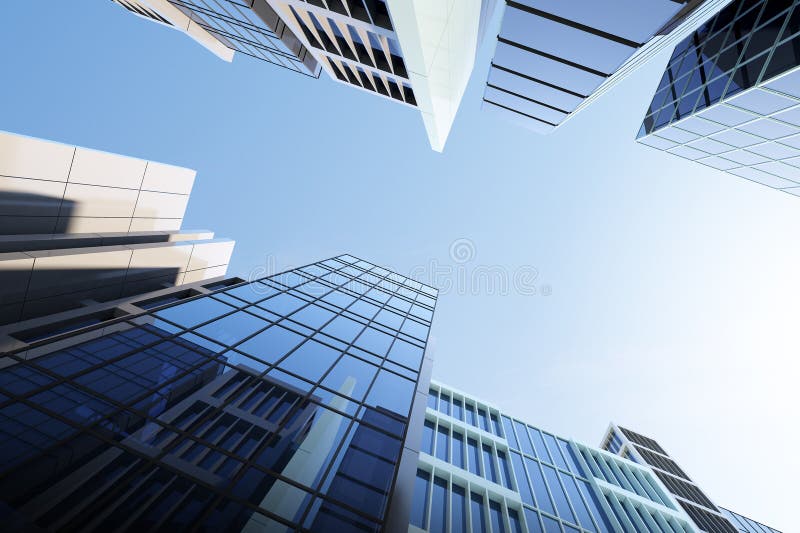 Low Angle View of Futuristic Architecture, Skyscraper of Corporate ...