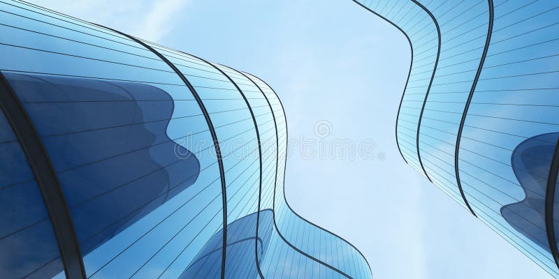 Low Angle View of Futuristic Architecture, Skyscraper of Office ...