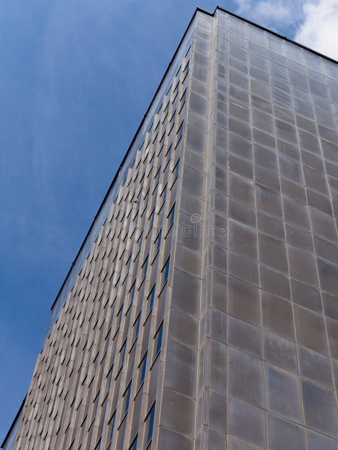 Low Angle View of a Grey Modern Office Building Stock Photo - Image of ...