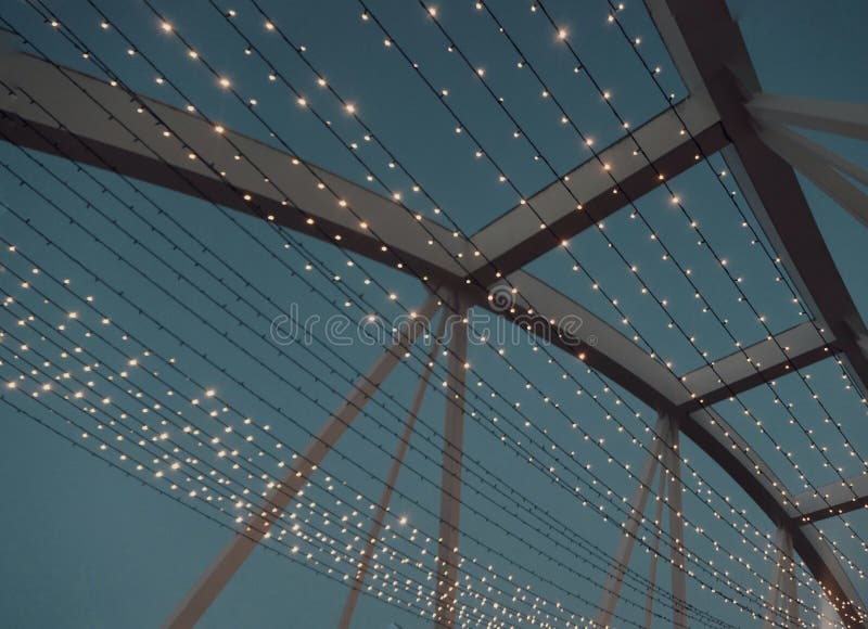 Low Angle View of Hanging Lights on Bridge Stock Image - Image of ...