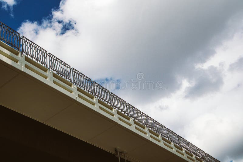A Low Angle View of the High Stone Bridge S Intricate Railing and ...