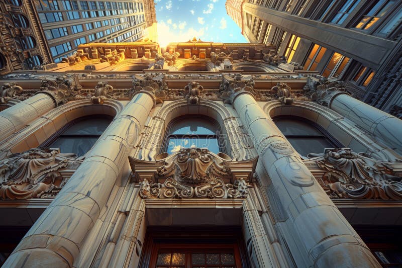 Historic Building Facade with Classical Columns AI Generated Stock ...